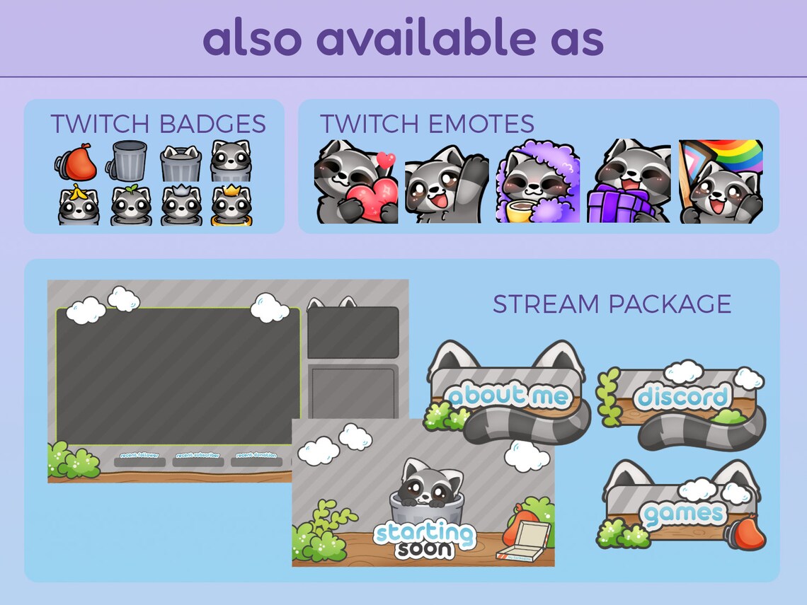 Raccoon Stream Schedule PNG & Editable PSD - Etsy