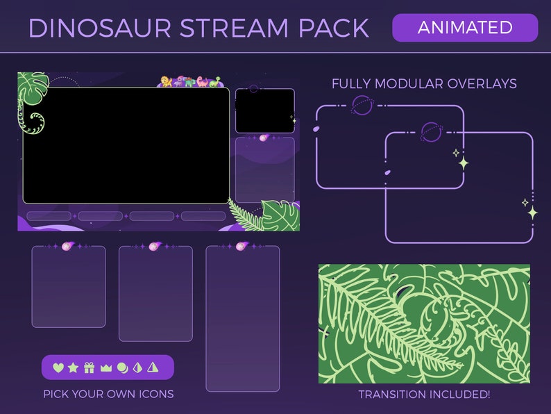 Dinosaurs Stream Pack overlays Scenes and More - Etsy