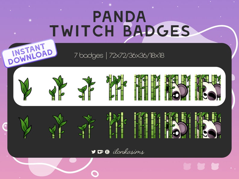 Panda/bamboo Twitch Sub/bit Badges set of 7 - Etsy
