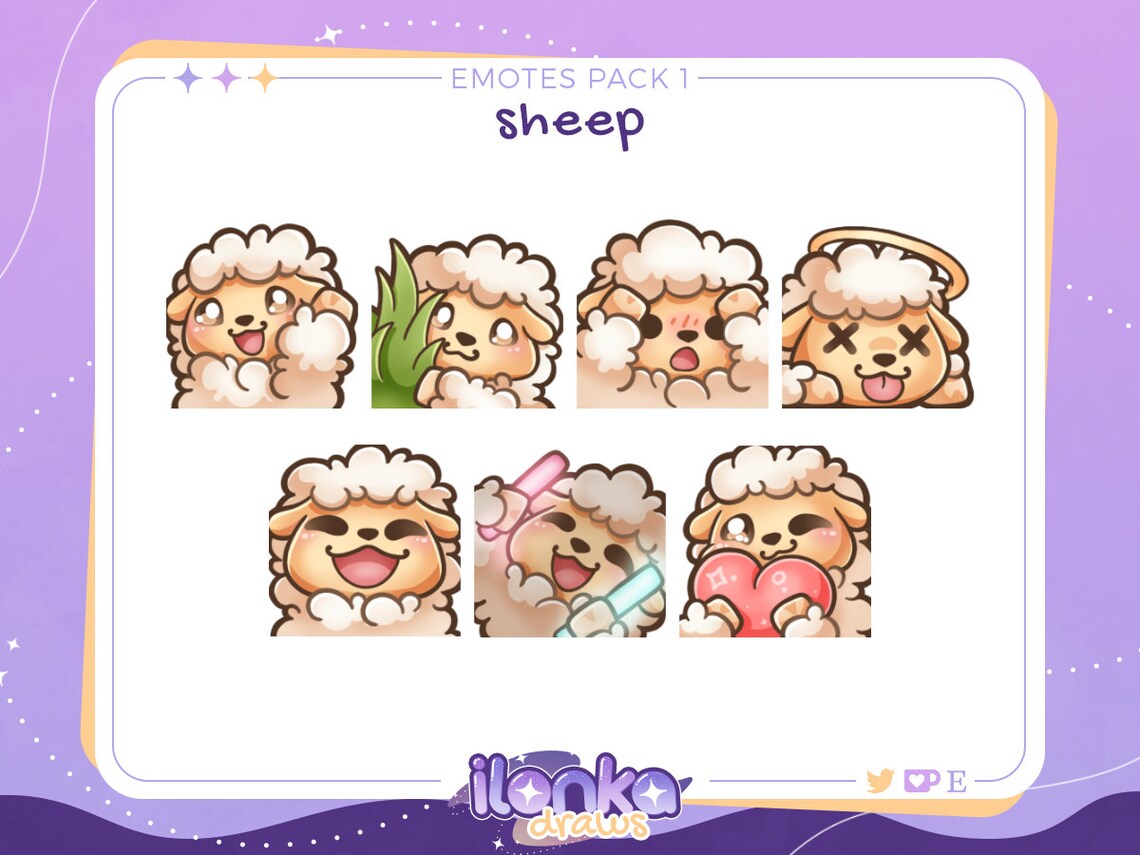 Sheep Twitch/discord Emotes Pack 1 set of 7 - Etsy