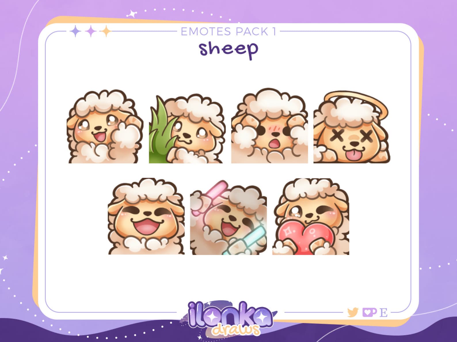 Sheep | Twitch/discord Emotes Pack 1 (set of 7) - Etsy