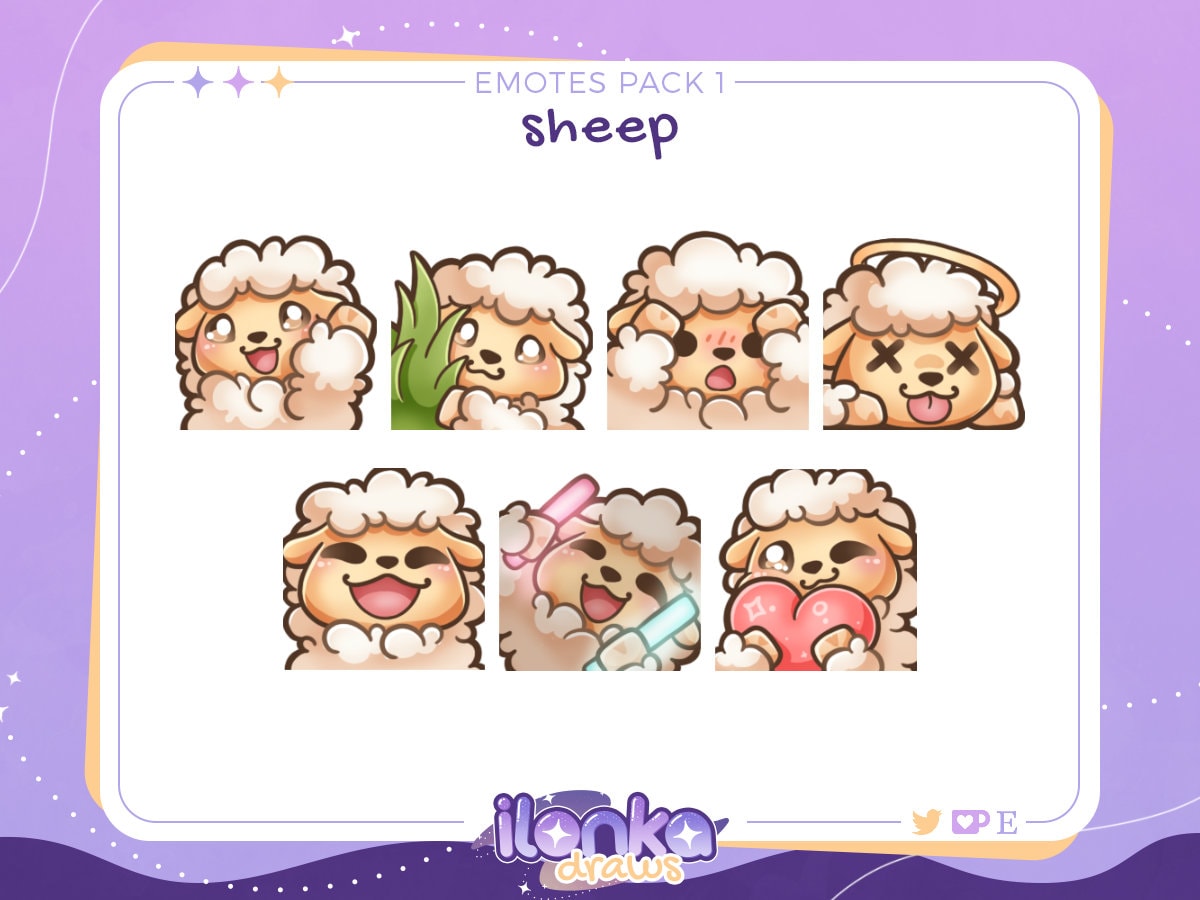 Sheep Twitch/discord Emotes Pack 1 set of 7 - Etsy