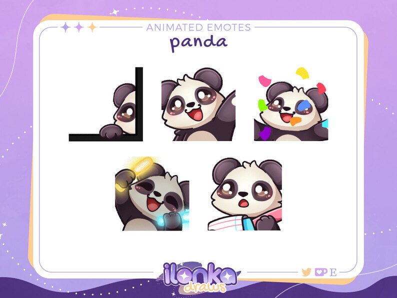 Cute Panda Twitch/discord Animated Emotes Pack 1 set of 5 - Etsy