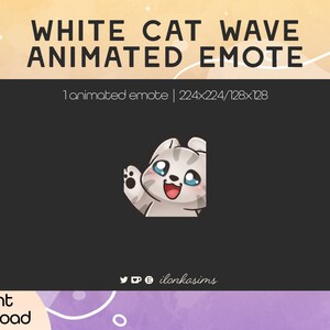 Ola gato blanco / Emote animado de Twitch / Discord - Etsy México