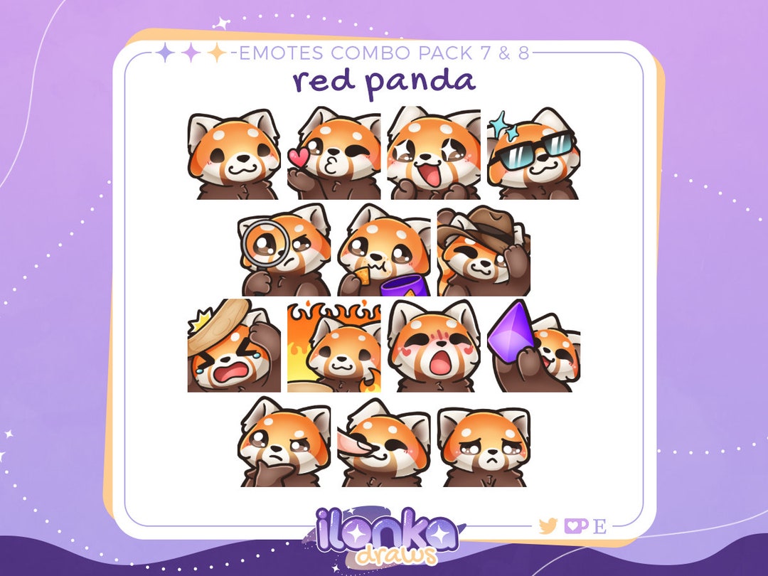 Red Panda | Twitch/discord Emotes Combo Pack 7 & 8 (set of 14) - Etsy