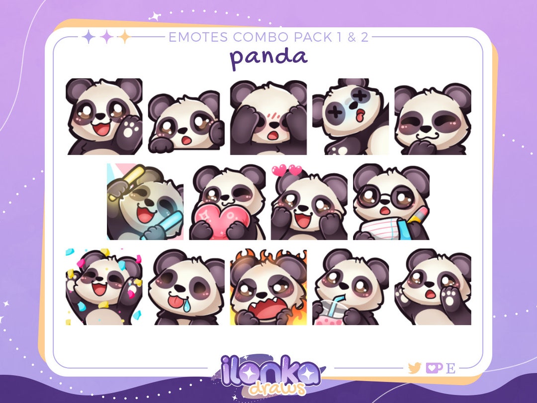 Panda | Twitch/discord Emotes Pack 1 & 2 (set of 14) - Etsy