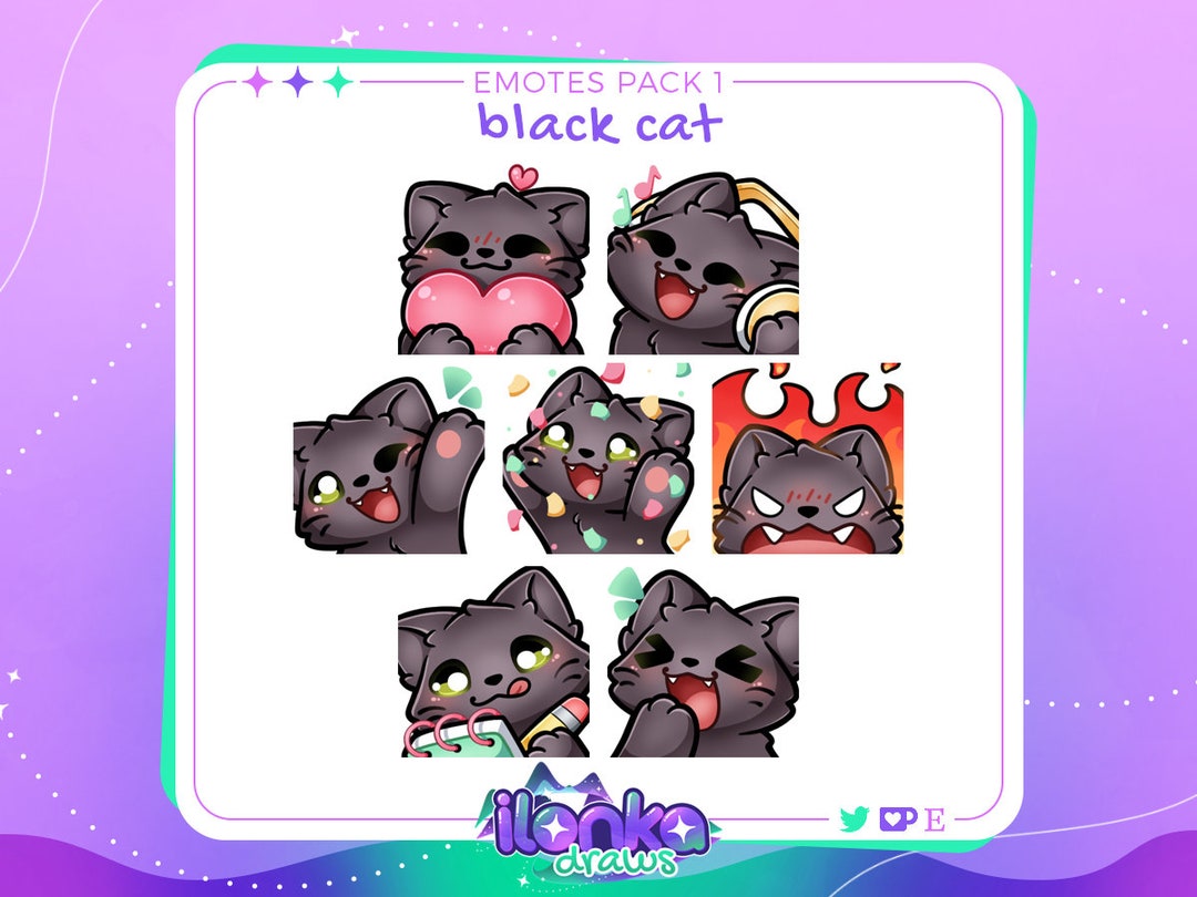 Black Cat | Twitch/discord Emotes Pack 1 (set of 7) - Etsy
