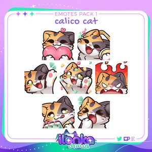 Calico Cat | Twitch/discord Emotes Combo Pack 1 & 2 (set of 7) - Etsy
