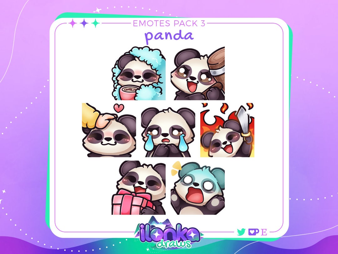 Panda | Twitch/discord Emotes Pack 3 (set of 7) - Etsy