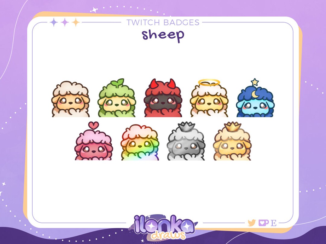 Sheep | Cute Twitch Sub/bit Badges (set of 9) - Etsy