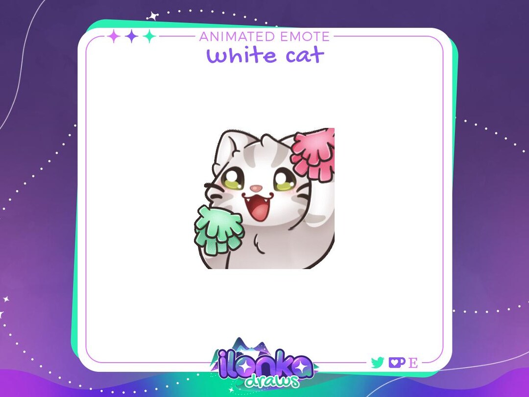 Cheering White Cat | Animated Twitch/discord Emote - Etsy
