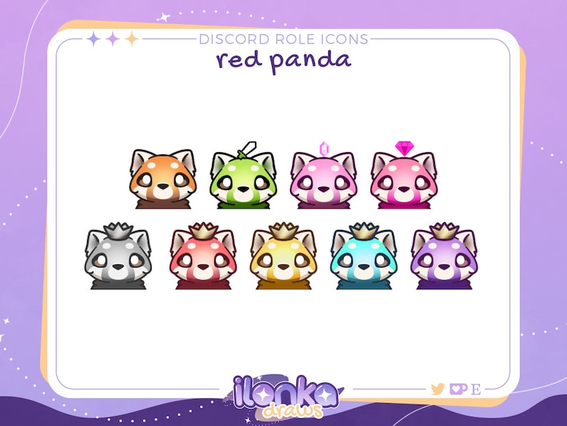 Cute Red Panda | Discord Role Icons (set of 9) - Etsy