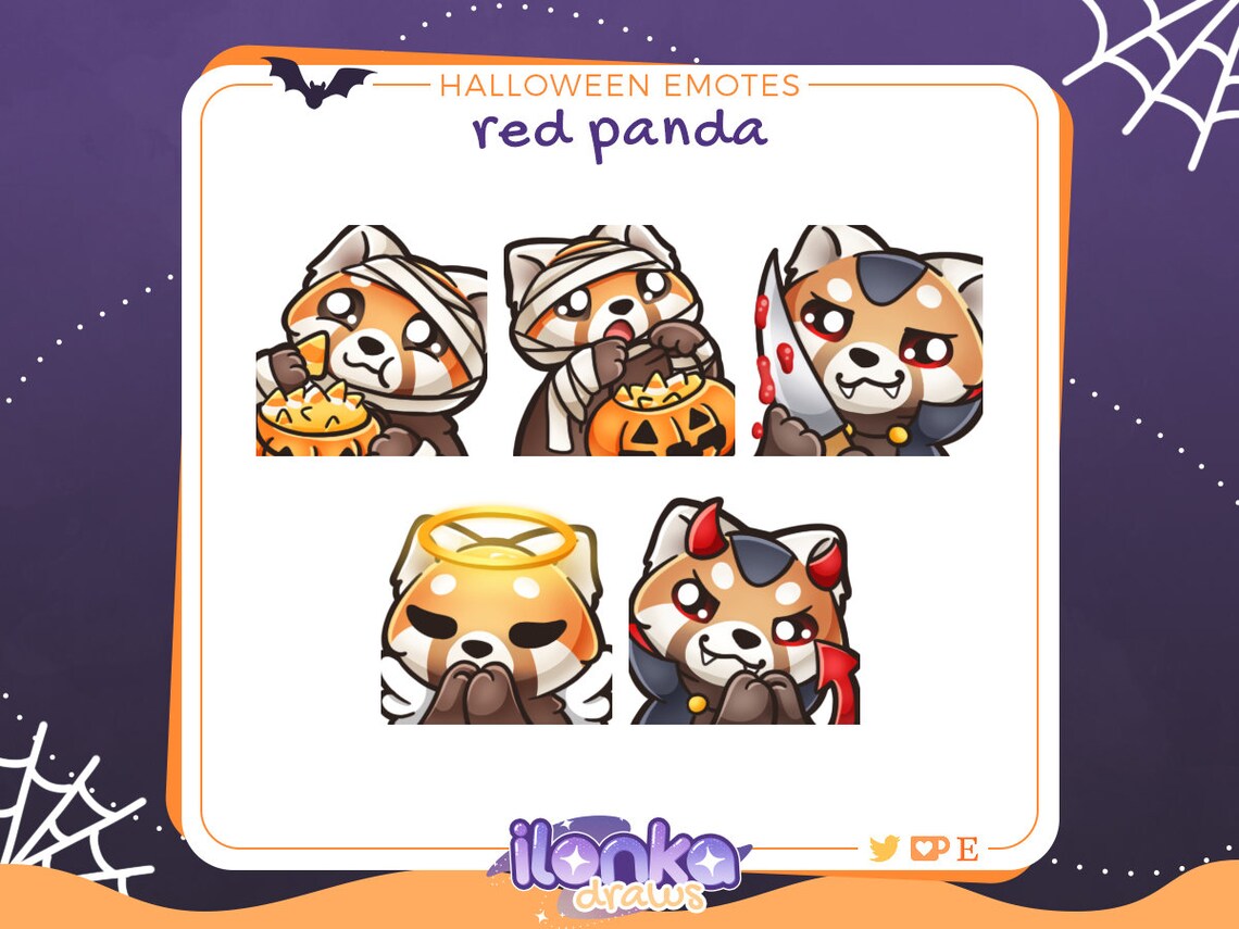 Red Panda Halloween Twitch/discord Emotes Pack 2 set of 5 - Etsy