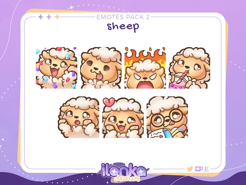Sheep Twitch/discord Emotes Pack 2 set of 7 - Etsy
