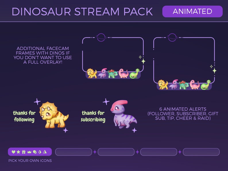 Dinosaurs Stream Pack overlays Scenes and More - Etsy