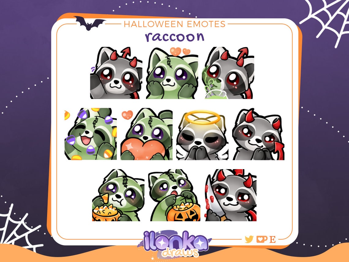 Raccoon Halloween Twitch/discord Emotes Pack 1 & 2 set of - Etsy
