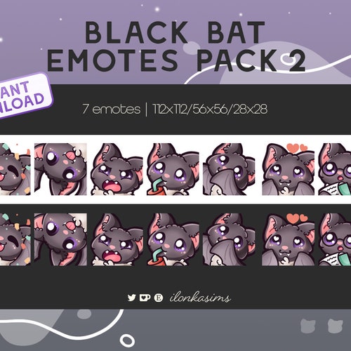 SET of 9 Cute Bat Emotes Twitch Discord Youtube - Etsy