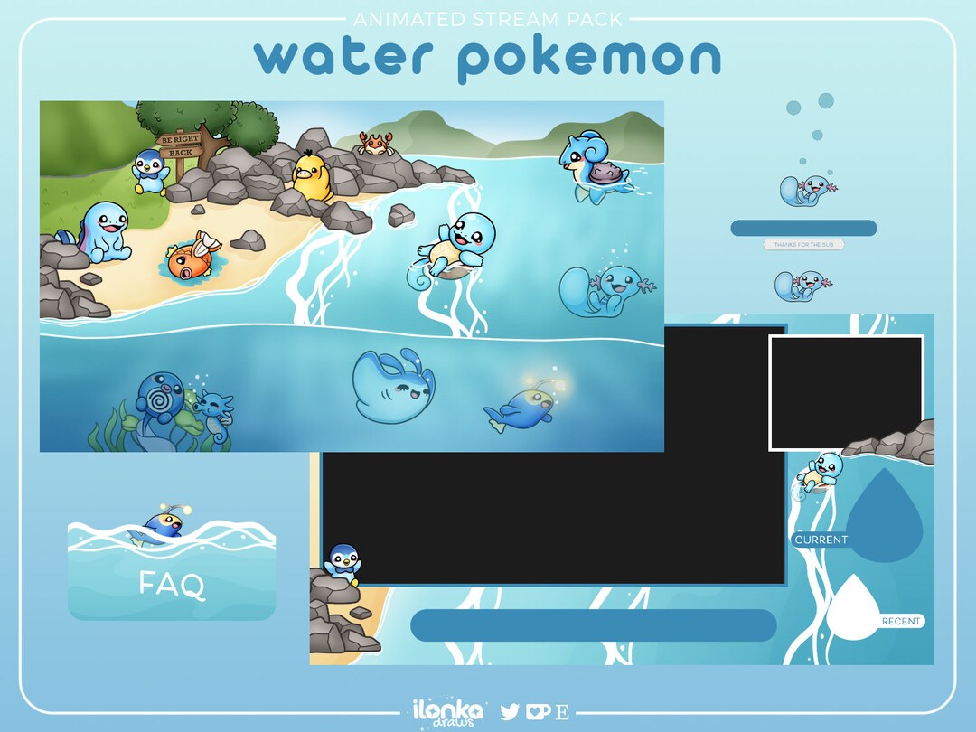 Water Pokemon Animated, Modular Twitch Overlays - Etsy Australia