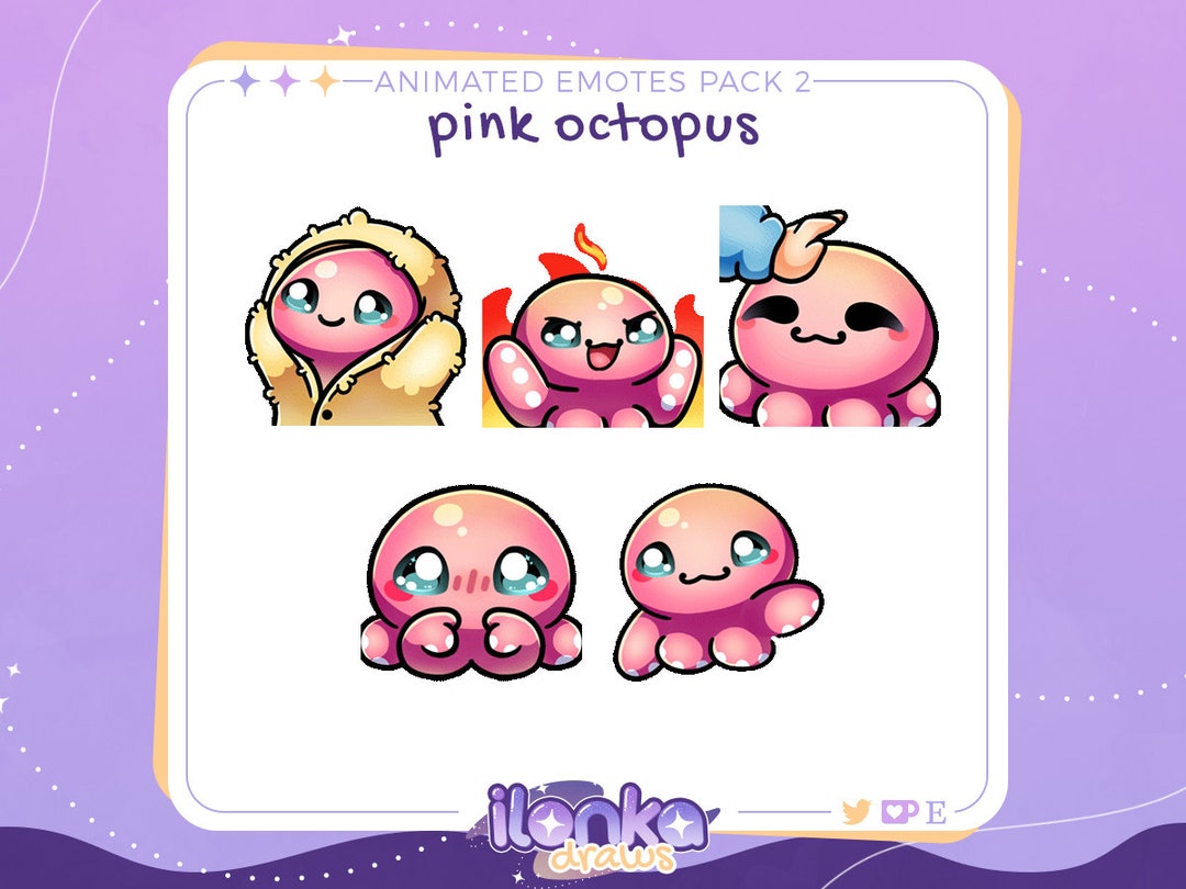 Pink Octopus | Animated Twitch/discord Emotes Pack 2 - Etsy
