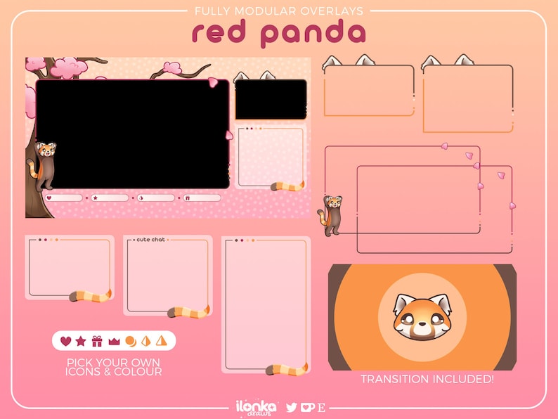 Red Panda Stream MEGA Pack Emotes Badges Animated Twitch - Etsy