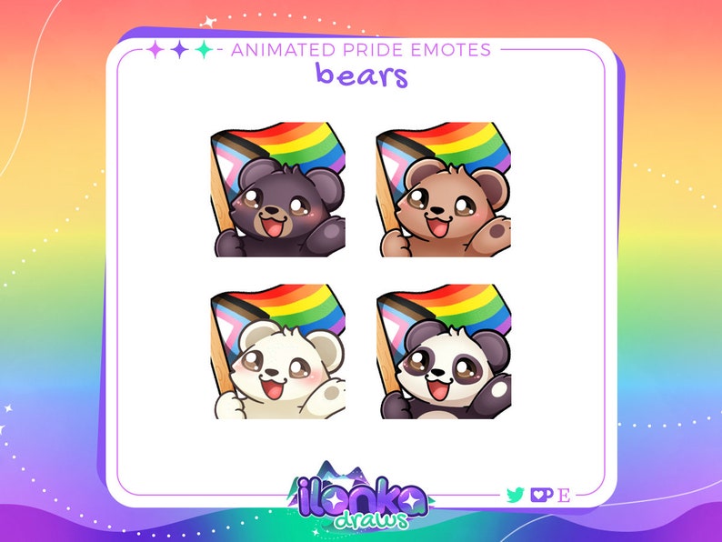 Pride Bears & Panda | Animated Twitch/discord Emote - Etsy