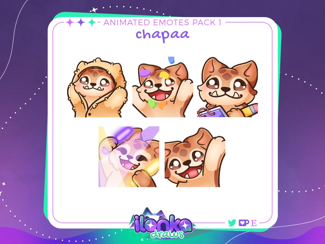 Chapaa | Cute Twitch/discord Animated Emotes Pack 1 (set of 5) - Etsy