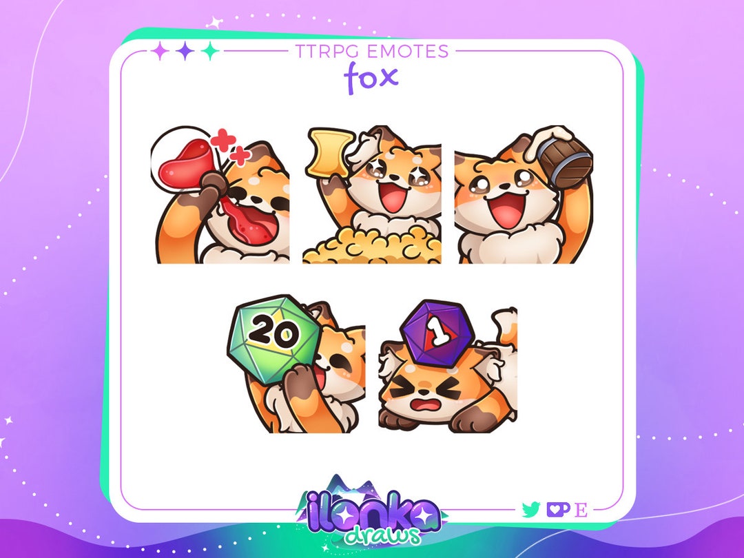 Fox | TTRPG Inspired Twitch/discord Emotes (set of 5) - Etsy