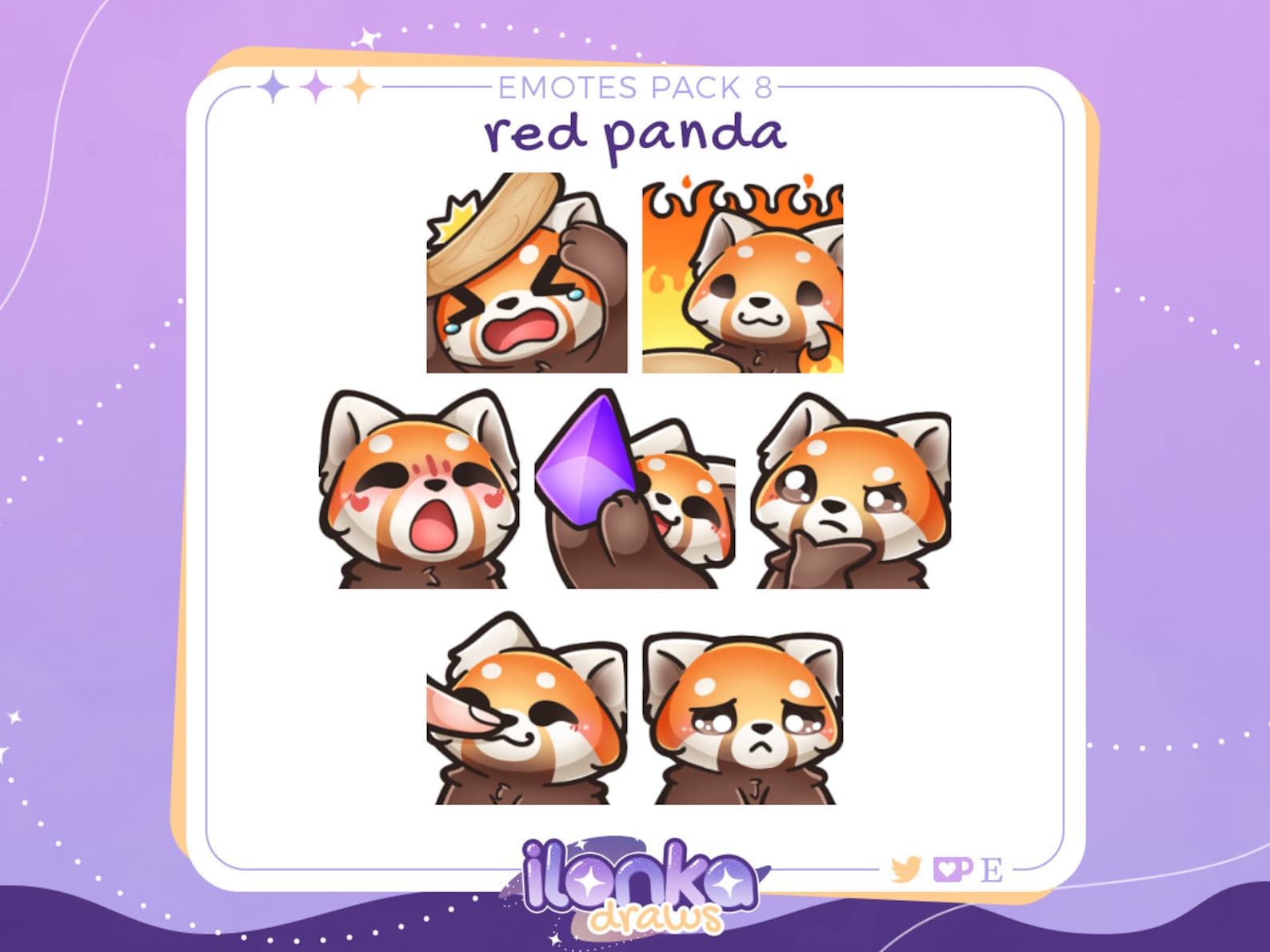 Red Panda | Twitch/discord Emotes Pack 8 (set of 7) - Etsy