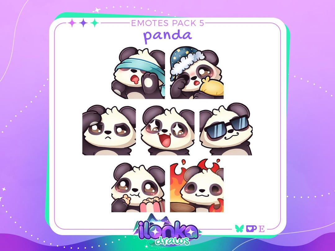 Panda | Twitch/discord Emotes Pack 5 (set of 7) - Etsy UK