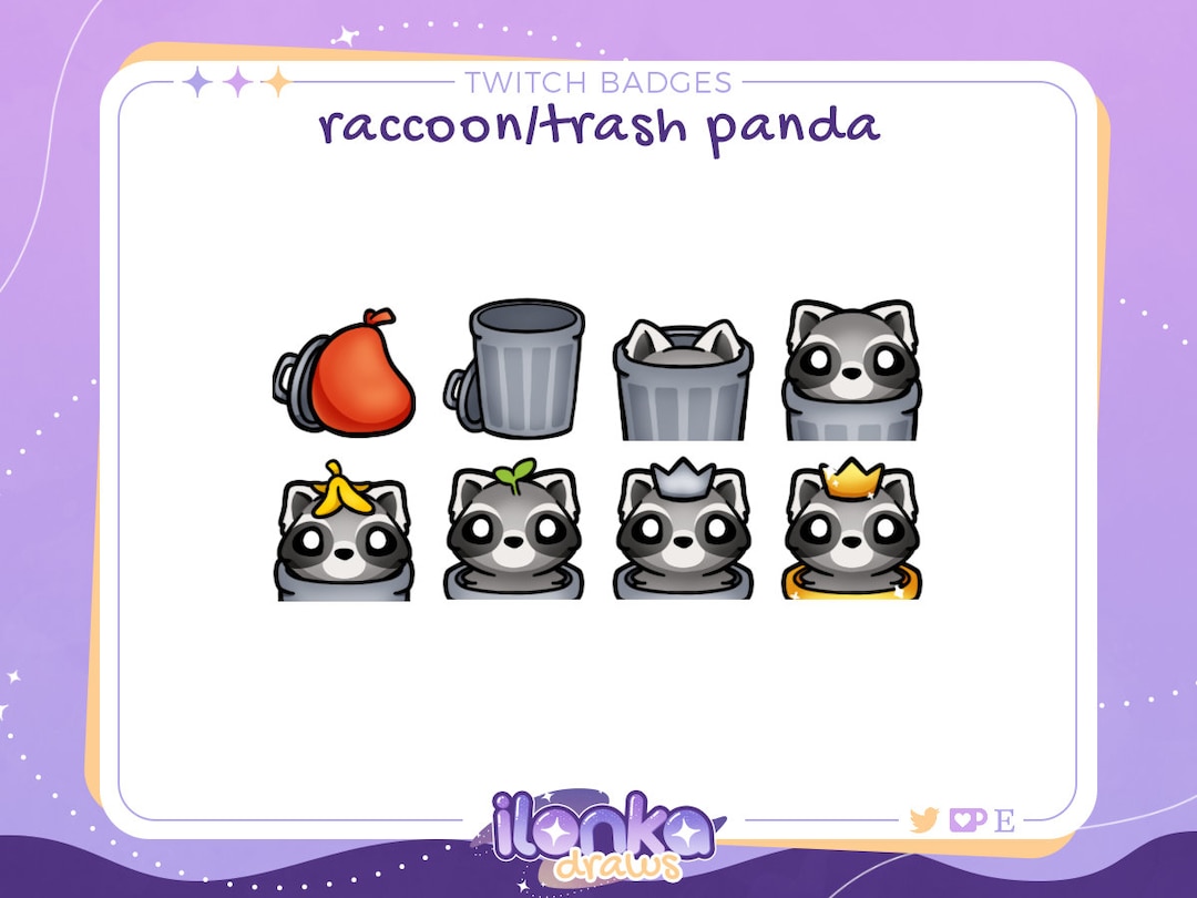 Trash Panda | Twitch Badges (set of 8) - Etsy
