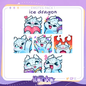 Ice Dragon | Cute Twitch/discord Emotes (set of 7) - Etsy