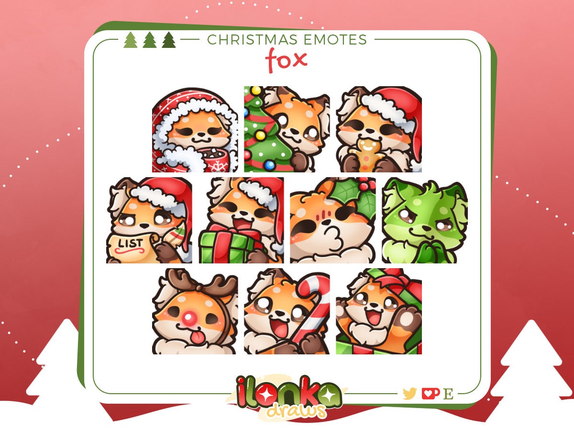 Fox Christmas Twitch/discord Emotes set of 10 - Etsy