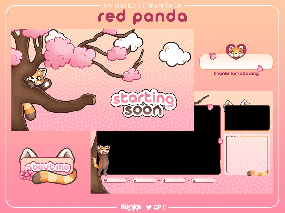 Red Panda | Animated Stream Pack! (scenes, Overlays, Alerts, Panels & a ...
