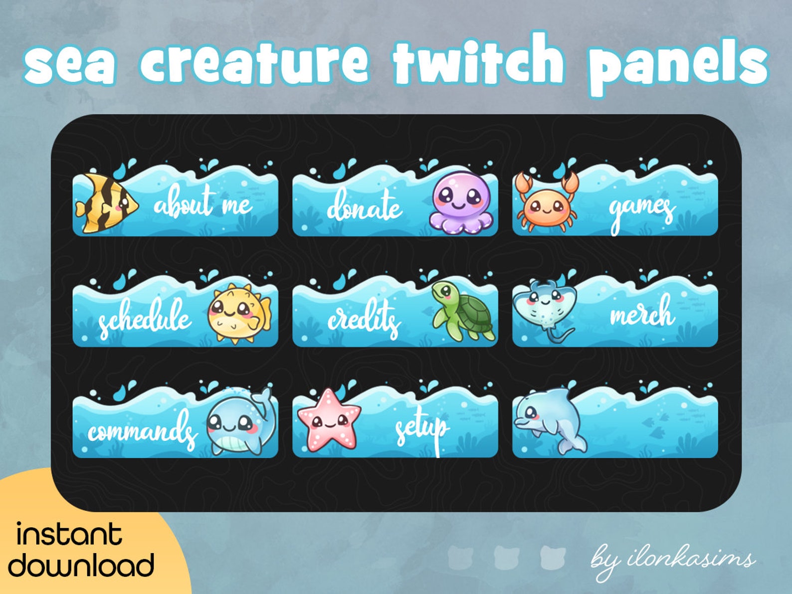 Sea Creature Twitch Panels Cute Twitch Panels set of 17 - Etsy