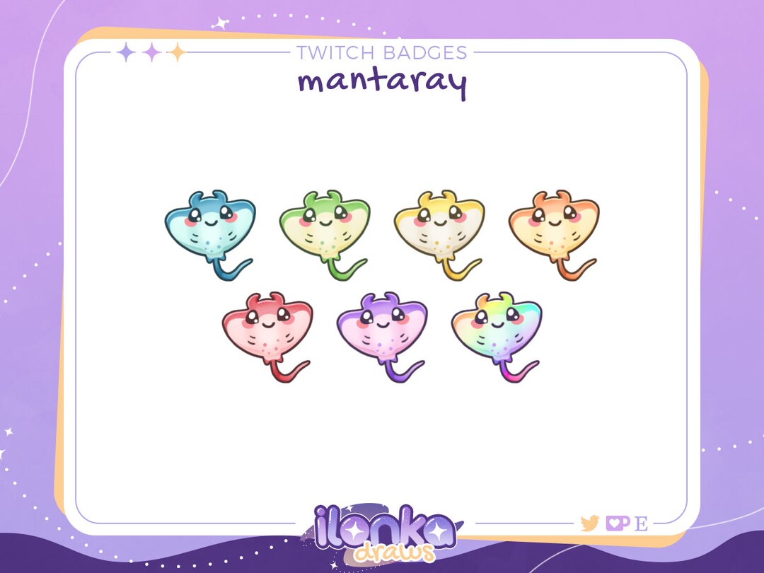 Cute Manta Ray | Twitch Sub/bit Badges (set of 7) - Etsy