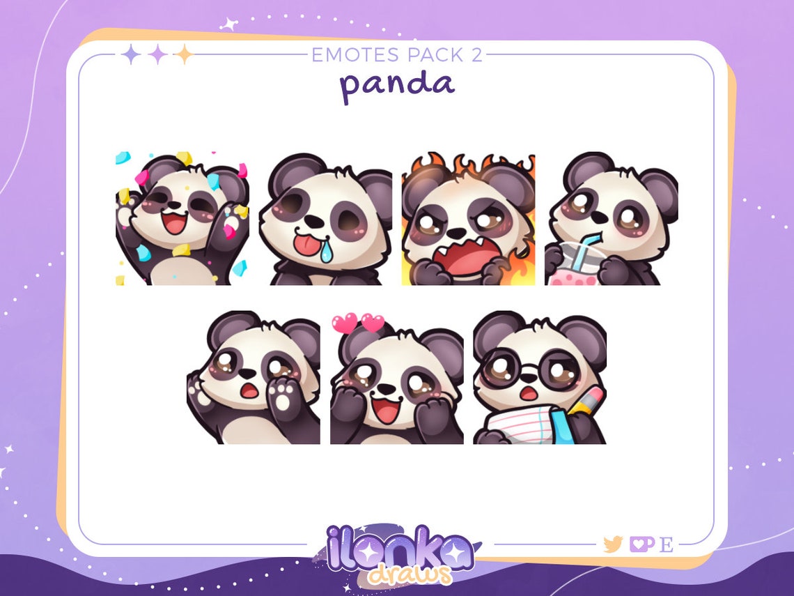 Panda Twitch/discord Emotes Pack 2 set of 7 - Etsy