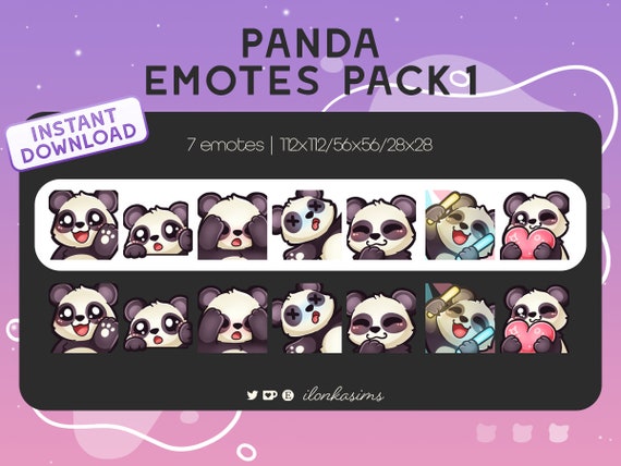 Panda Twitch/discord Emotes Pack 1 set of 7 - Etsy