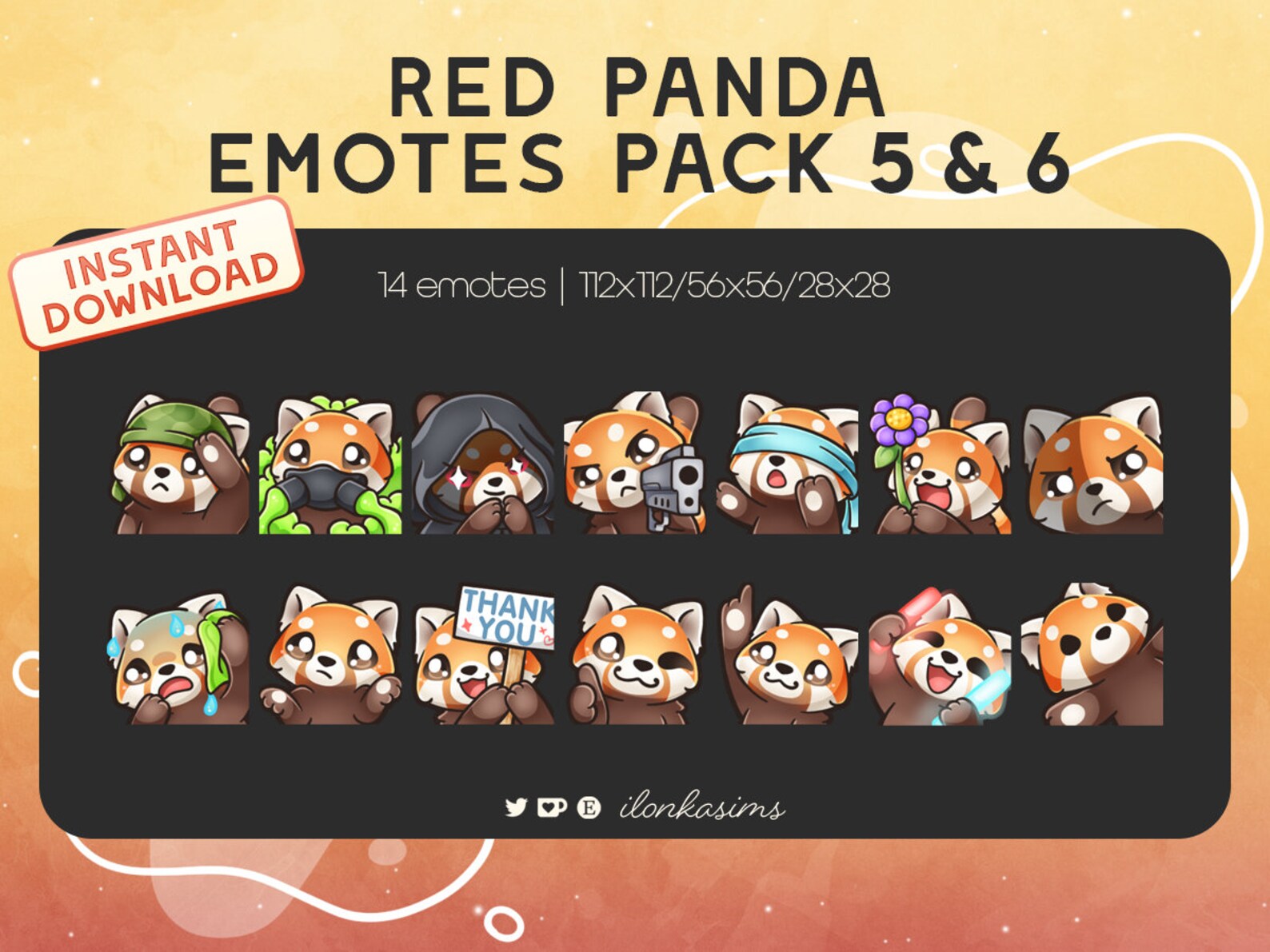 Red Panda Twitch/discord Emotes Combo Pack 5 & 6 set of 14 - Etsy