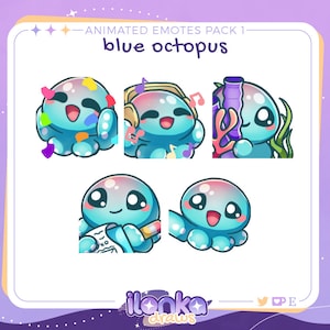 Blue Octopus | Animated Twitch/discord Emotes Pack 1 - Etsy