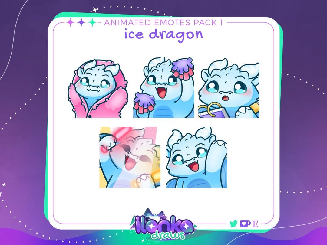 Ice Dragon | Animated Twitch/discord Emotes Pack 1 [set of 5] - Etsy