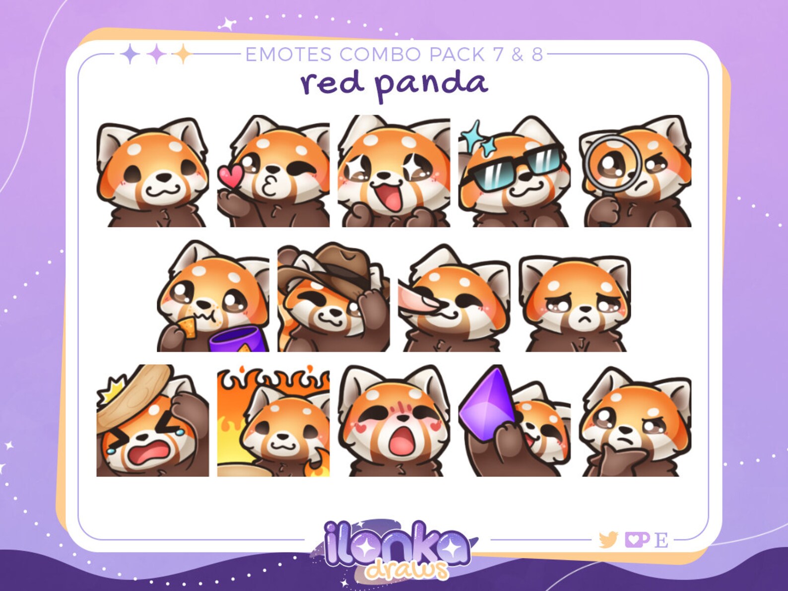 Red Panda Twitch/discord Emotes Combo Pack 7 & 8 set of 14 - Etsy
