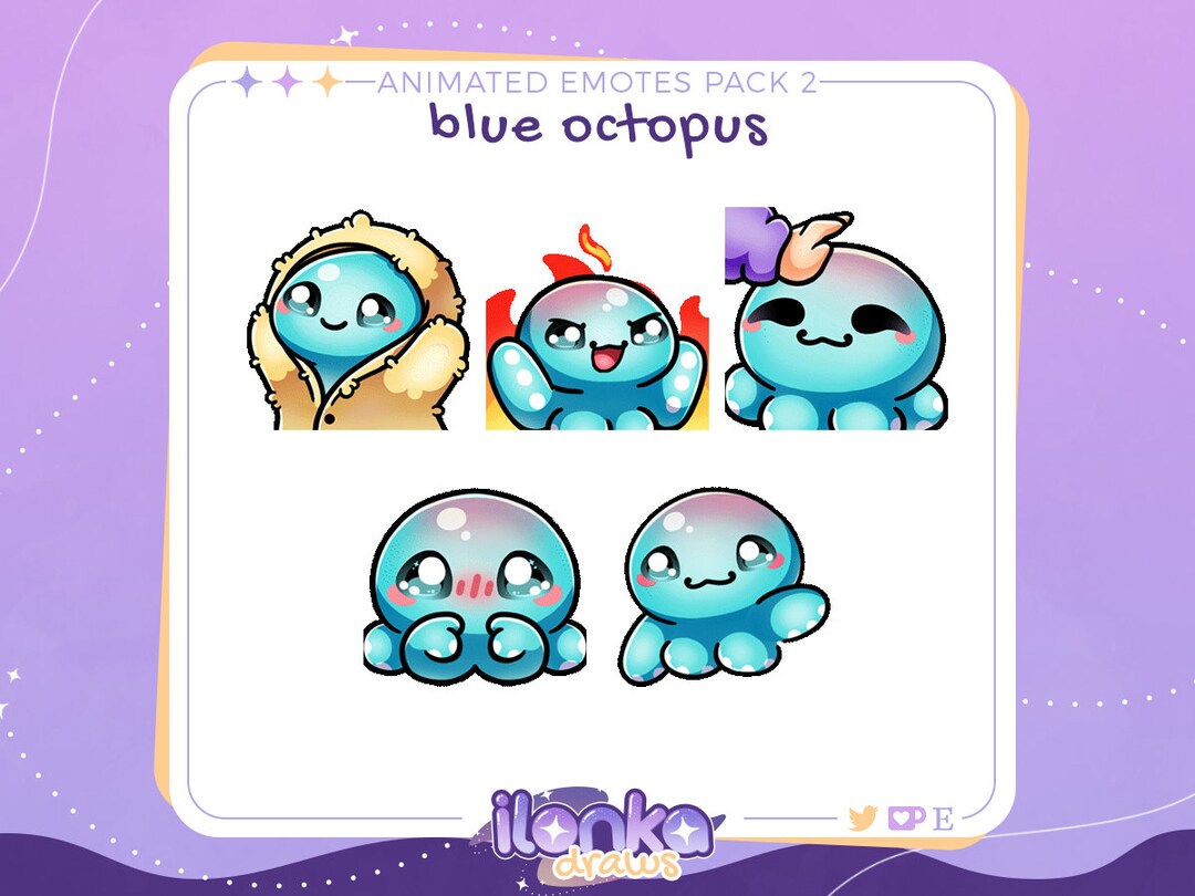 Blue Octopus | Animated Twitch/discord Emotes Pack 2 - Etsy