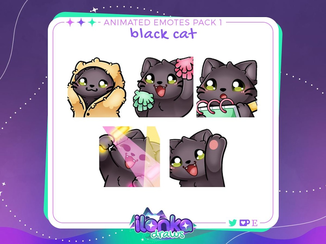 Black Cat | Animated Twitch/discord Emotes Pack 1 [set of 5] - Etsy