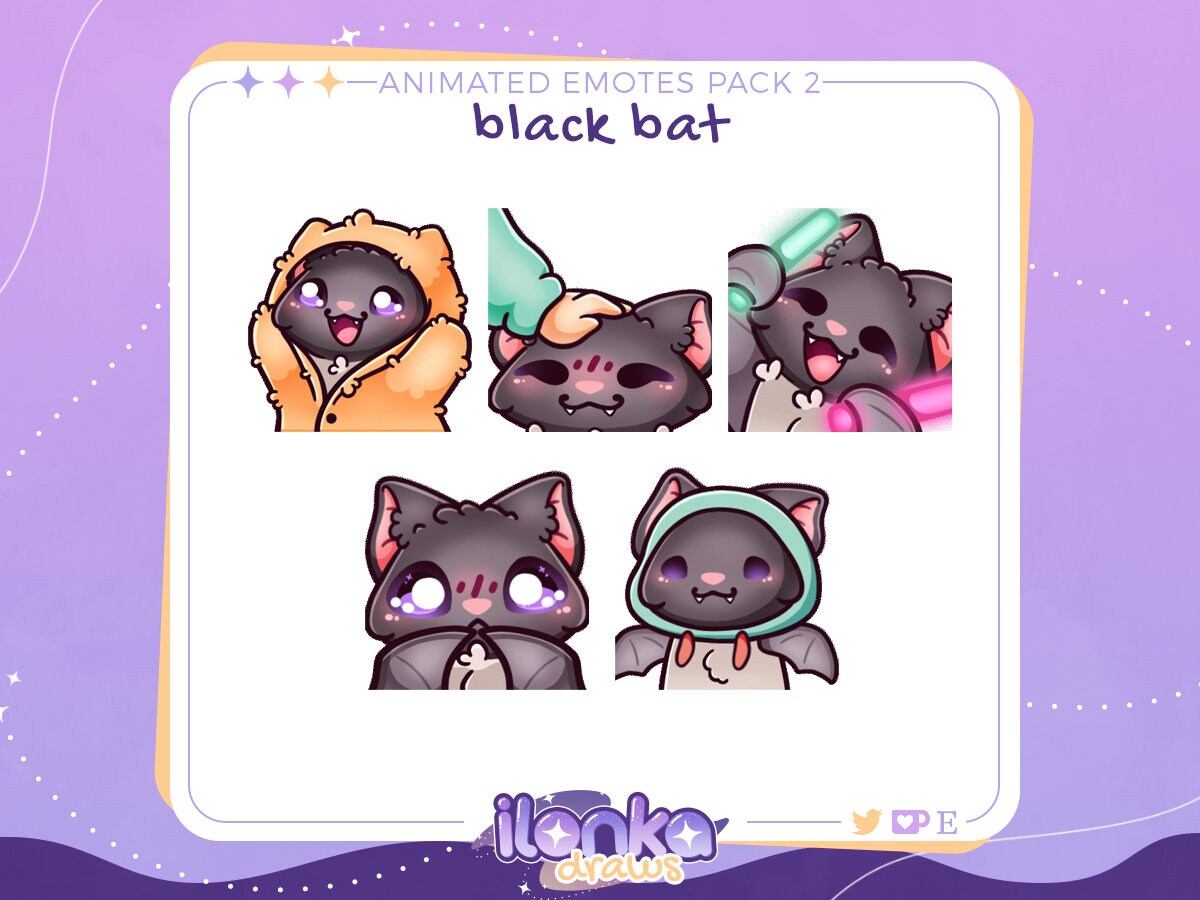 Black Bat Twitch/discord Animated Emotes Pack 2 set of 5 - Etsy Australia