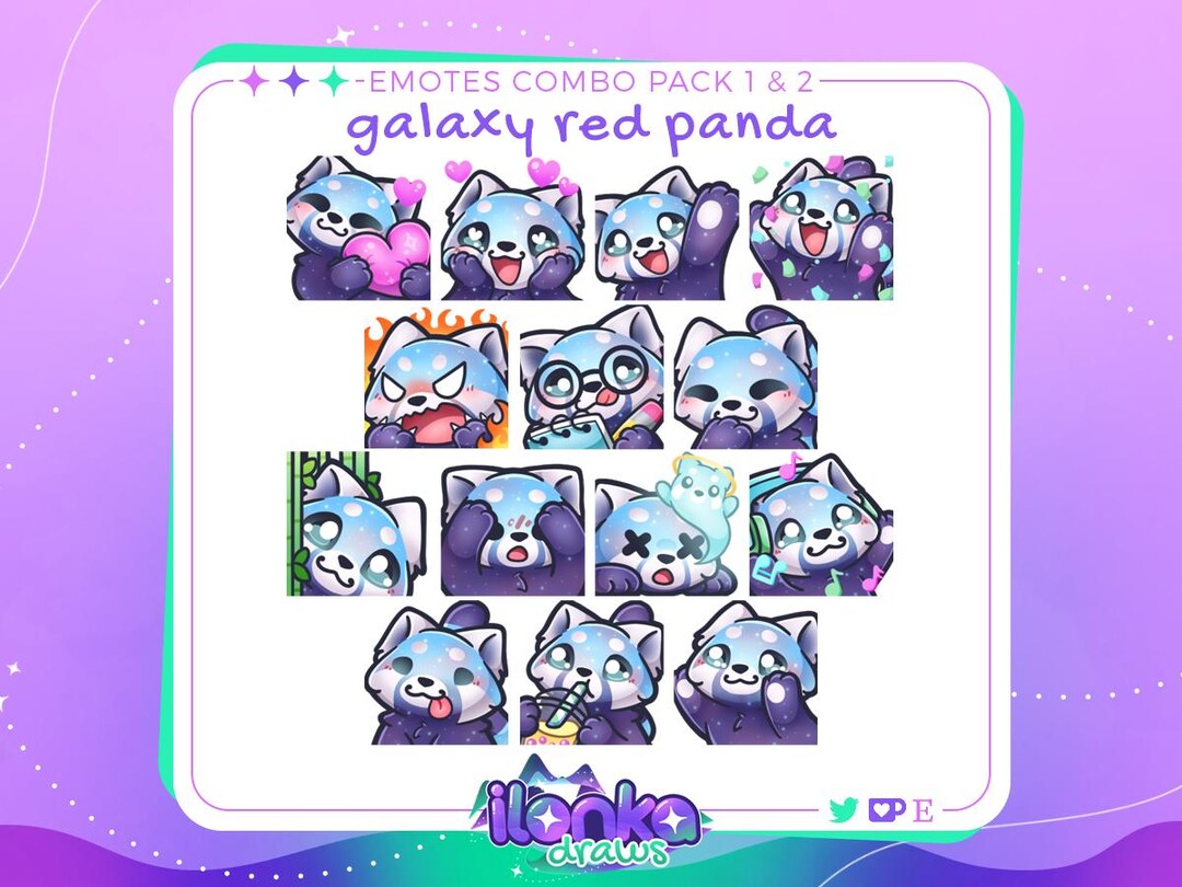 Galaxy Red Panda | Twitch/discord Emotes Combo Pack (set of 14) - Etsy
