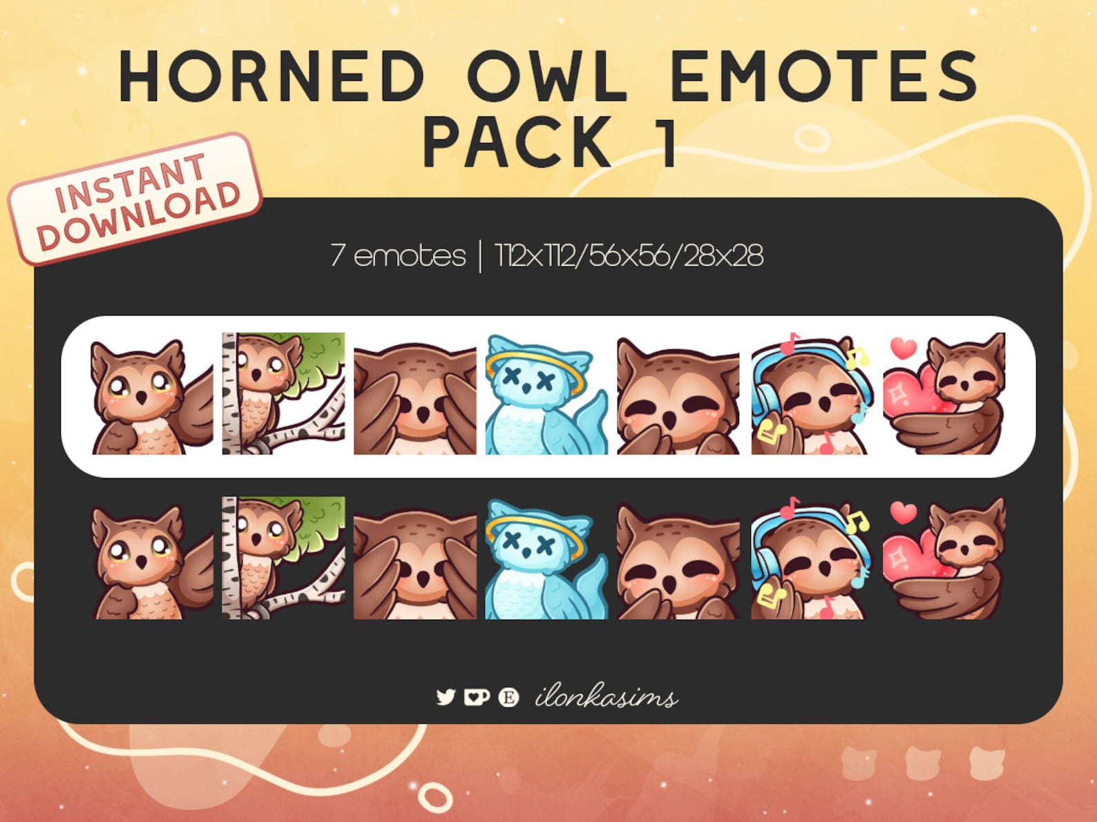 Horned Owl Twitch/discord Emotes Pack 1 set of 7 | Etsy Hong Kong