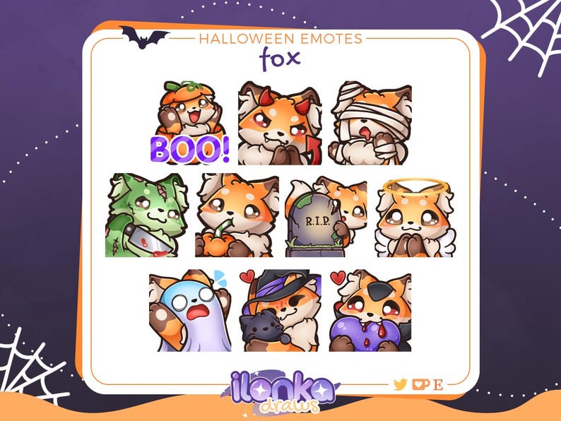 Fox | Halloween Twitch/discord Emotes Combo Pack (set of 10) - Etsy