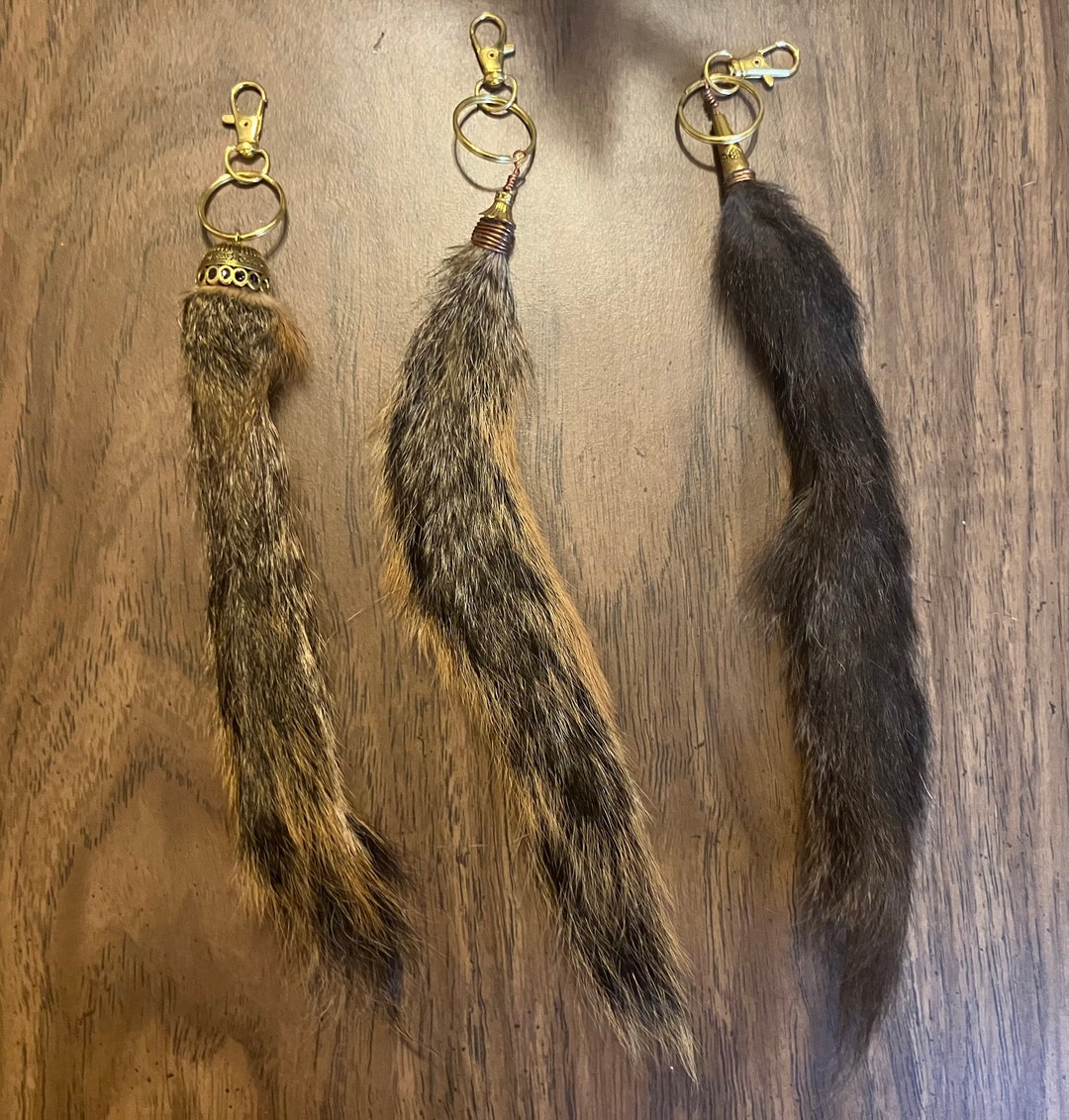 Squirrel or Raccoon Tail Keychain - Etsy