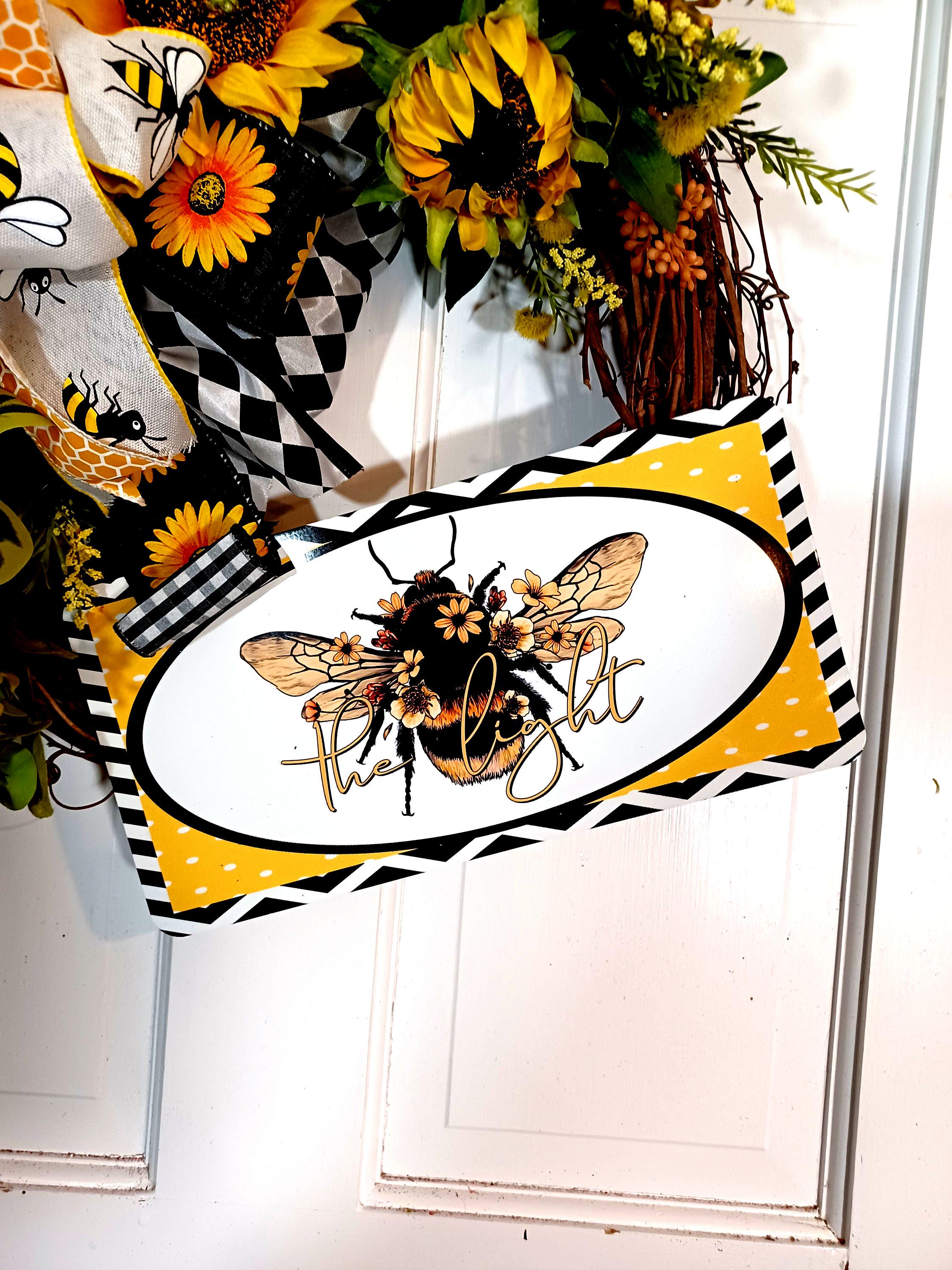 Bee the Light Gift, Bumblebee, Sunflower Decor, Front Porch Bee ...