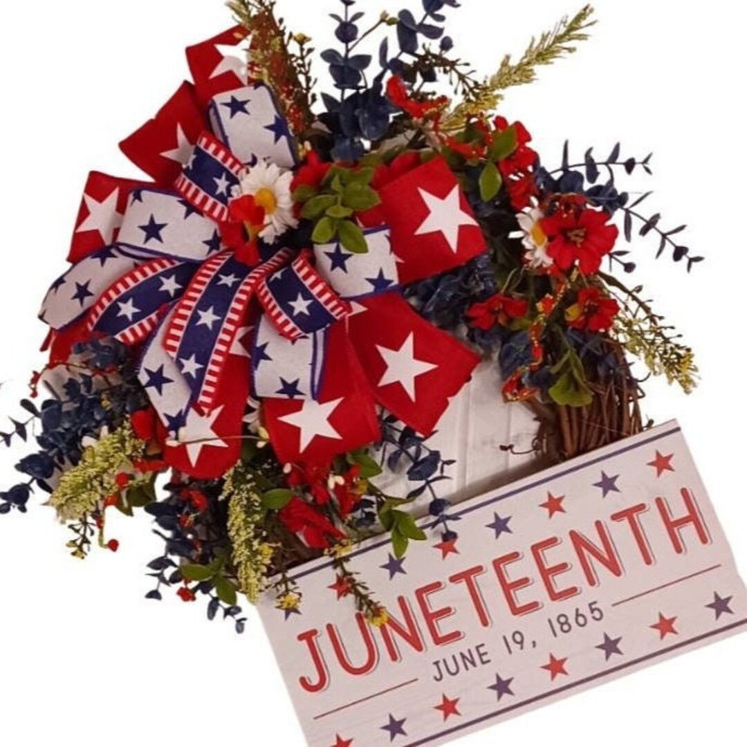Handcrafted Floral Juneteenth Wreath, Patriotic Wreath Decor, Black ...